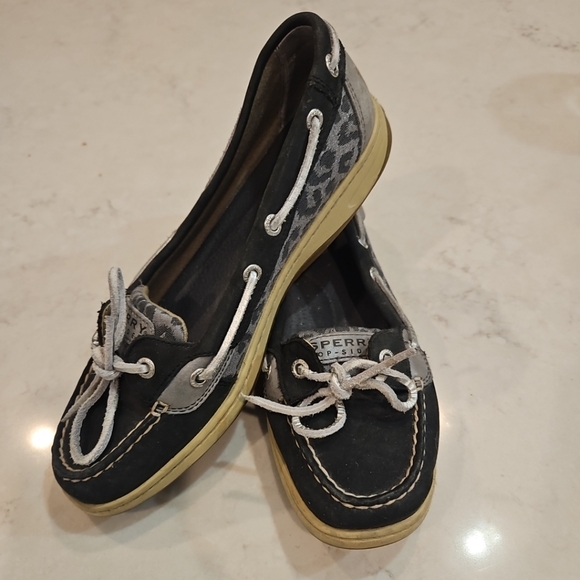 Sperry | Shoes | Sperry Topsider Womens 9 Leopard Print Silver Black ...